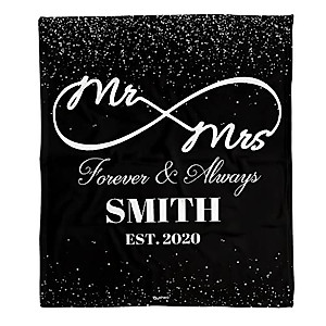 TOYSHEA Personalized Throw Blanket Mr Mrs Forever Always Custom Blanket Couple for Family Husband Wife Gifts Wedding Anniversary Valentine's Day Birthday Christmas