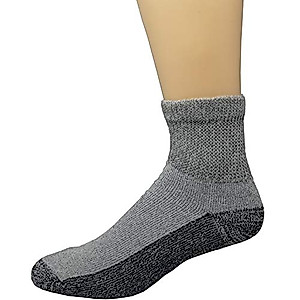 6 Pairs Diabetic Ankle Socks Reinforced Heel and Toe Non-Binding Cushion Socks for Men and Women Grey/Black Sole 13-15 Debra Weitzner