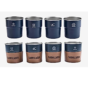 shamjina 4x Stainless Steel Cup with Sleeve Water Tumblers Coffee Mugs Reusable Drinking Glasses Shatterproof Cup for Tea Picnic Home Drinks Travel, Deep Blue