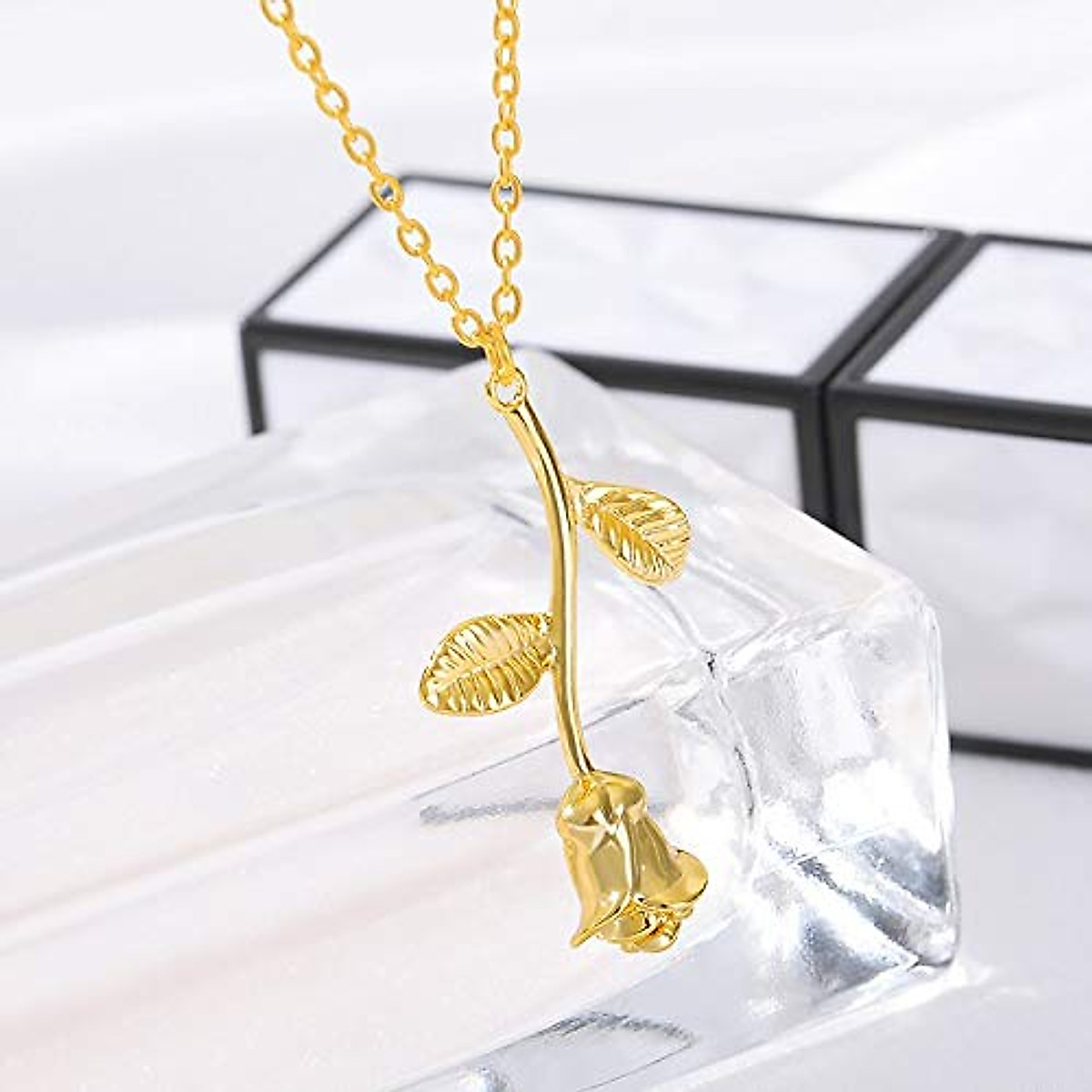 Oyalma Rose Flower Pendant Necklaces For Women Vintage Chain Necklace Glamour 2021 Fashion Valentine Jewerly-78069
