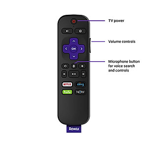 Roku Streaming Stick | Portable; Power-Packed Streaming Device with Voice Remote with Buttons for TV Power and Volume (2018)