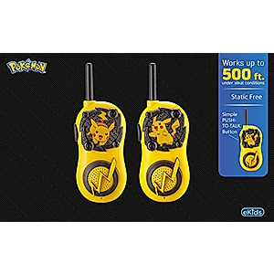 eKids Pokemon Walkie Talkies Pikachu Toys FRS Walkie Talkies for Kids Long Range Static Free Easy to Use For Indoor and Outdoor Games