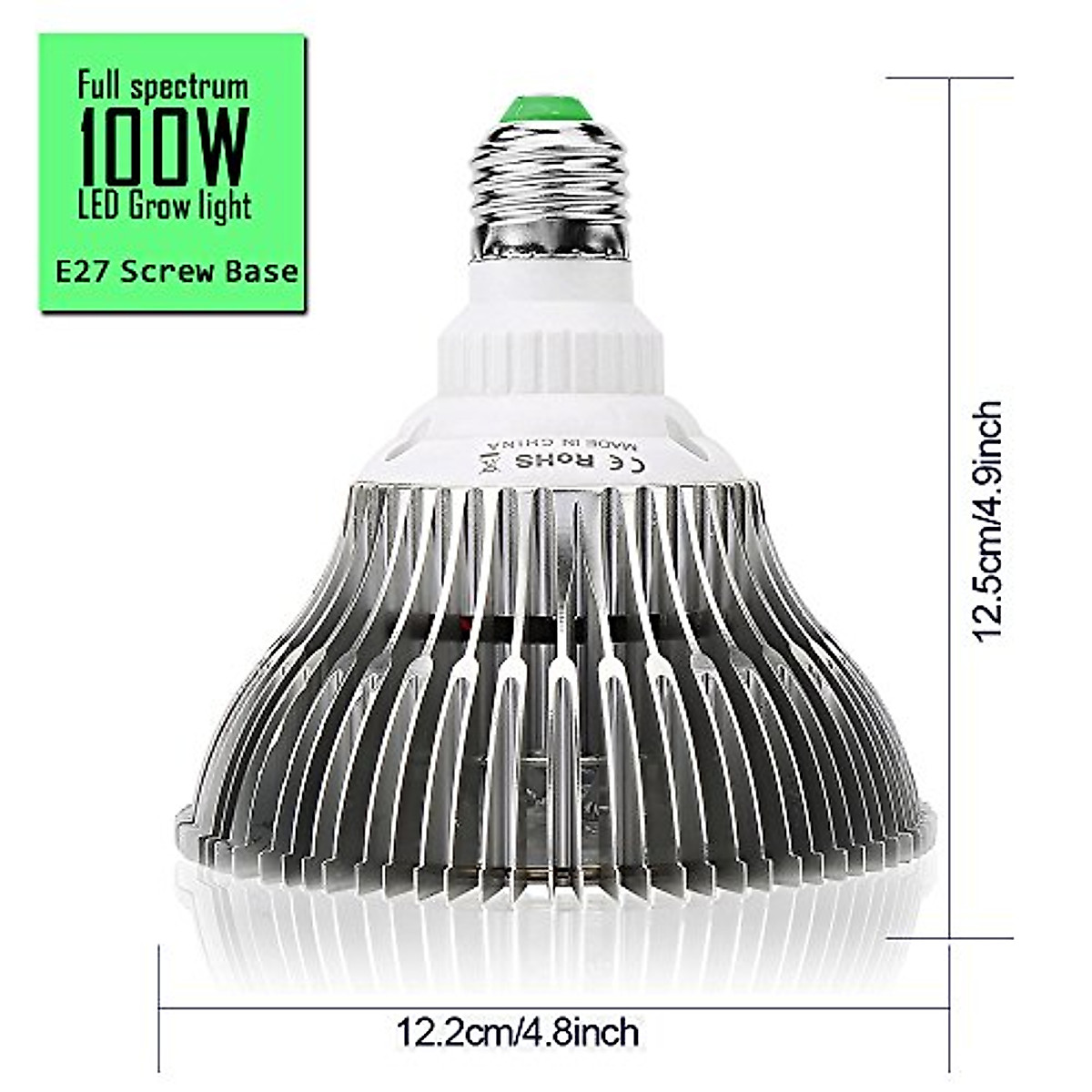 100W Led Grow Light Bulb Full Spectrum,Plant Light Bulb with 150 LEDs for Indoor Plants,E26/E27 Socket,Grow Lamp for Hydroponic Indoor Garden Greenhouse Succulent Veg Flower