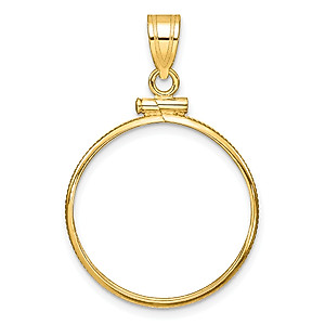 Avariah Wideband Distinguished Coin Jewelry 14k Yellow Gold Polished 22.0mm x 1.9mm Screw Top Coin Bezel Pendant - 33.75mm