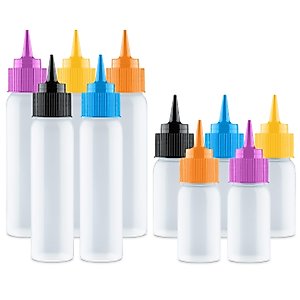 Free hand Writer Bottles - 10 Easy Small Squeeze Bottles - 5 Each (1 and 2 Ounce) - Cookie Cutters, Cake and Baking Decoration, Food Coloring & Royal Icing Supplies for Writing (10 bottles)