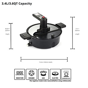 GENAU Automatic Stirrer for Cooking - Hands Free Automatic Pot Stirrer with Pot for Convenient Cooking | Ceramic Coated Self Stirring Pot with Silicone Spatula and Transparent Lid | Battery Powered