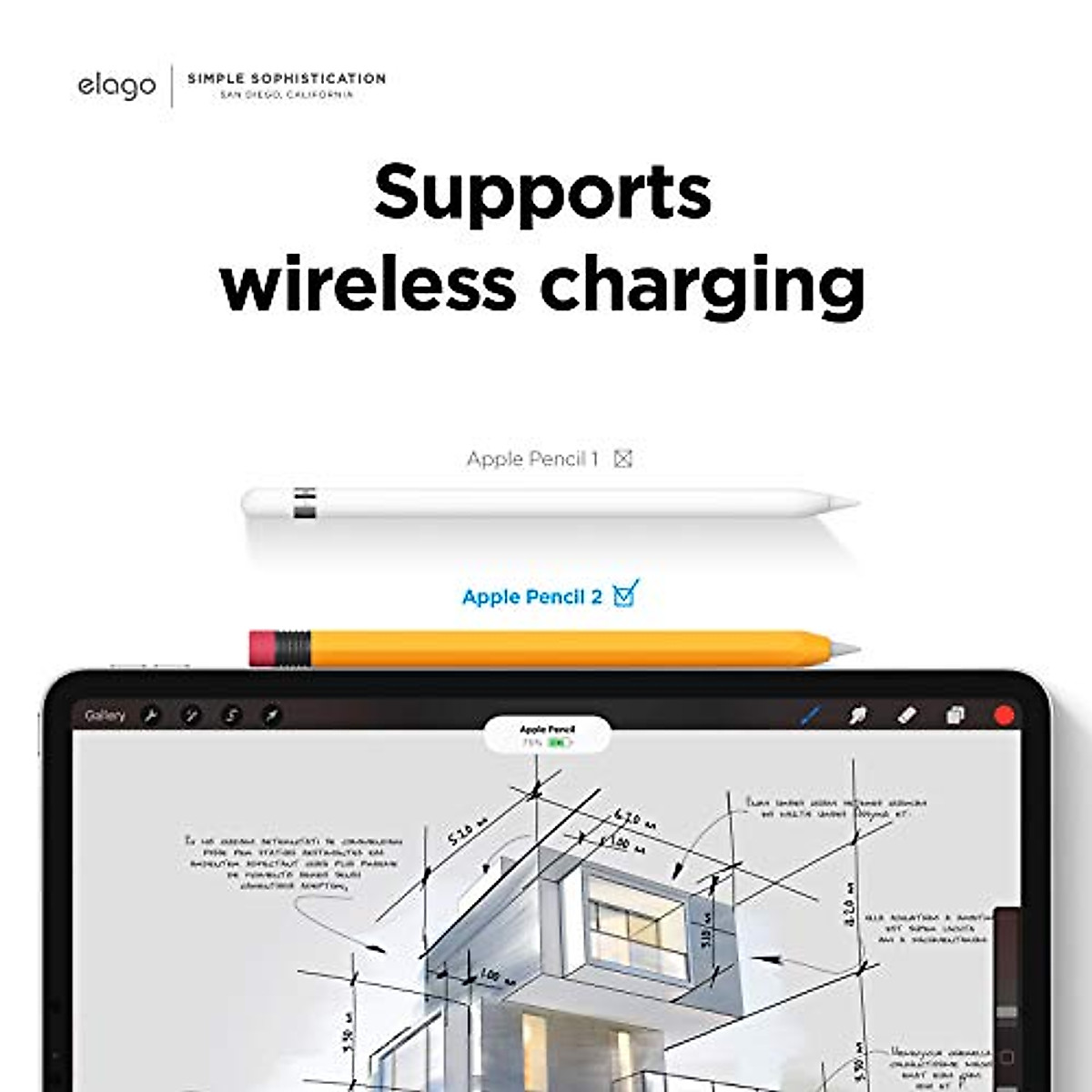 elago Classic Pencil Case Compatible with Apple Pencil 2nd Generation Cover Sleeve, Classic Design, Compatible with Magnetic Charging and Double Tap (Must Read Installation Instructions) [Yellow]