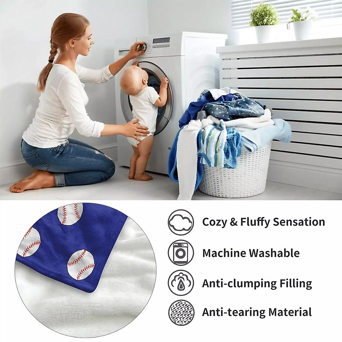 Soft Baseball Blankets for Boys Adults Kids, Baseball Gifts for Boys Men, Baseball Team Gifts, Baseball Coach Gifts for Men, Baseball Stuff Cozy Fleece Baseball Blanket for Couch Bed 50'' x 60''(02)