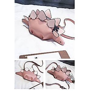MILATA Dinosaur Shape Cross Body Bag Women Pu Leather Chic Clutch Purse for Girls (pink)