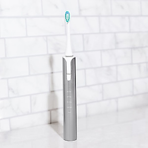 Soniclean Lux Sonic Toothbrush for Adults with 6 Toothbrush Heads, Rechargeable Toothbrush, Automatic Toothbrush, Sonic Toothbrush with Refills, Platinum