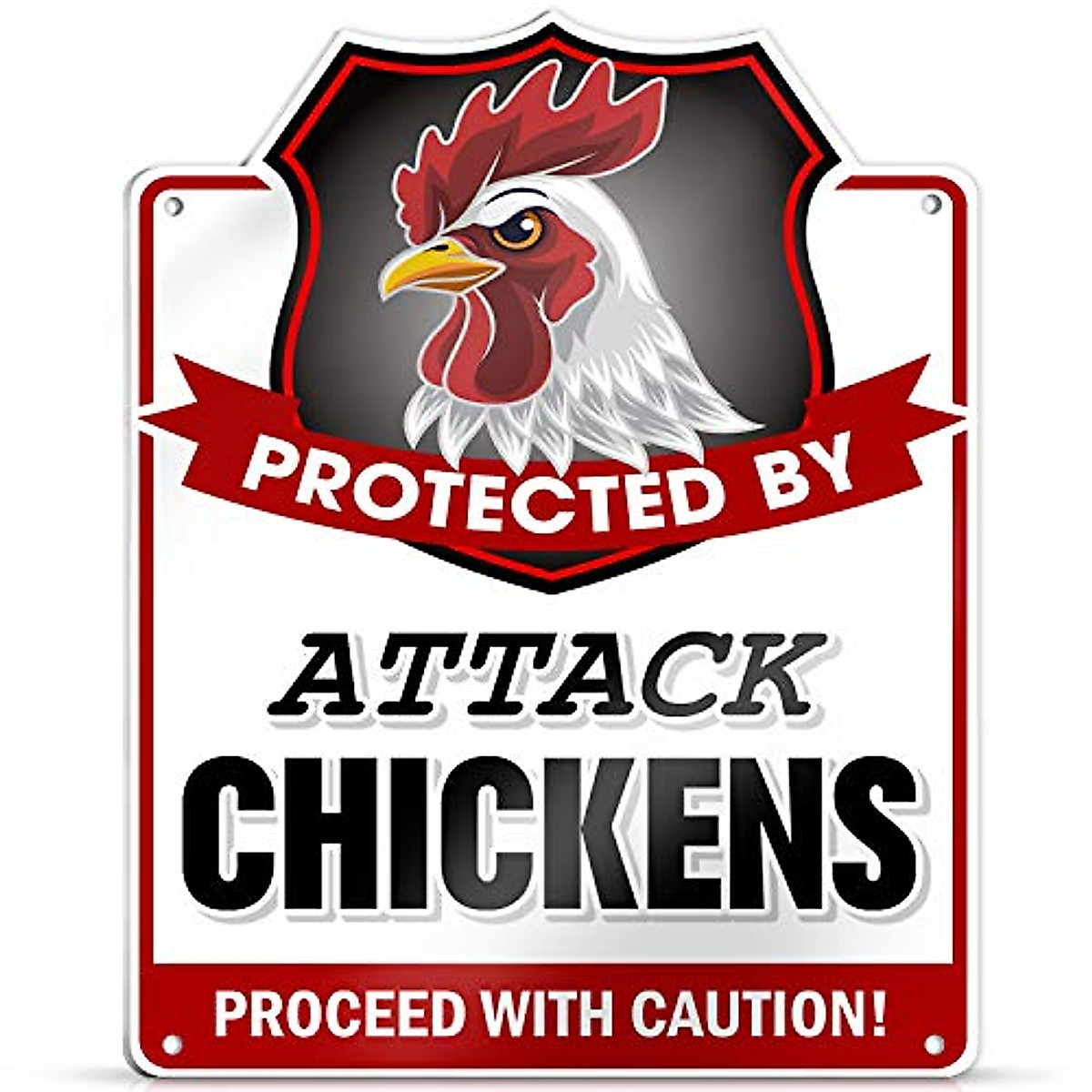 Bigtime Signs Protected by Attack Chickens PVC 9" x 12"| Chicken Fan Lovers Chicken Signs for coop Funny Outdoor | Chicken Coop Signs - Chicken Coop Accessories | Chicken Yard Decorations