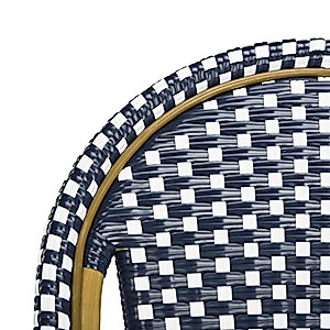 Safavieh PAT4008A Collection Ford Navy and White Indoor/Outdoor Stacking French Bistro Bar Stool