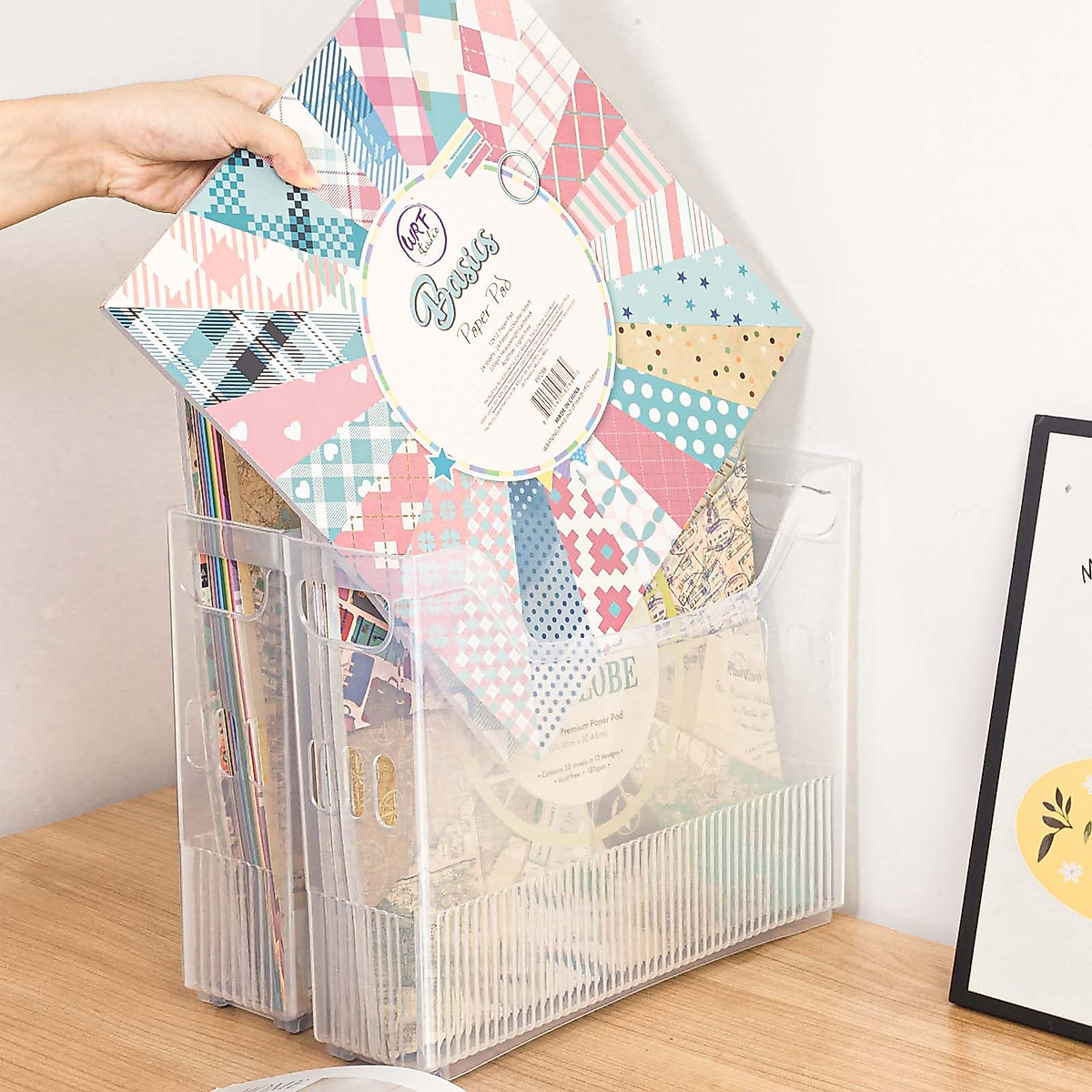 12x12 Paper Storage Organizer, Scrapbook Paper Storage Organizer, Scrapbook Storage Bin for 12" x 12" Paper- 2 Pack