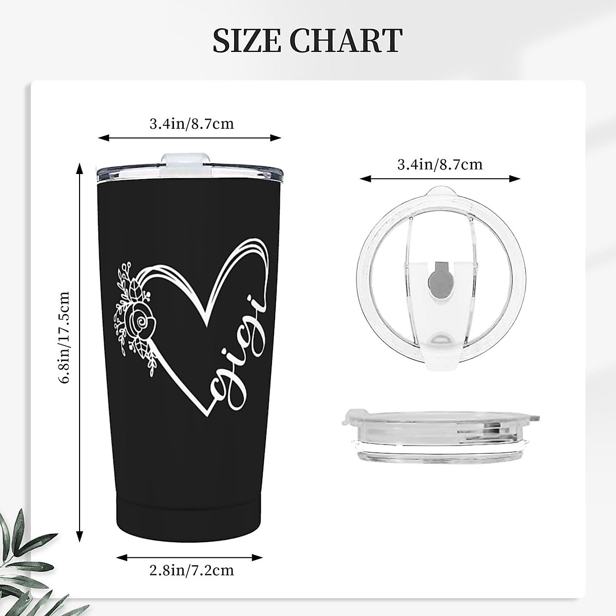 Yipaidel Gigi Rose Mug 20 OZ Stainless Steel Vacuum Insulated Tumblers Lids Mug, Inspirational Gifts for Sister Best Friends Coworkers, Mothers Day Christmas, Gifts for Mom From Daughter