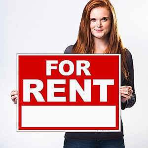 Sigo Signs, for Rent Sign, (2 Pack) Double Sided 18x24 Inches, Corrugated Plastic with Metal H Stake, Made in USA