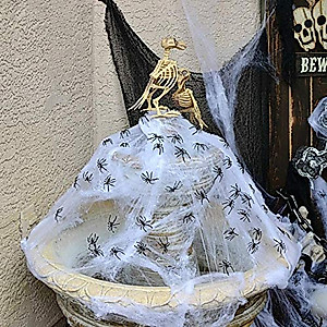 600sqft Halloween Stretch Spider Webs Indoor & Outdoor Spooky Spider Webbing with 56 Fake Spiders for Halloween Decorations