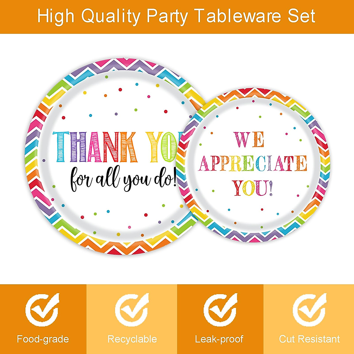 96 Pcs Thank You for All You Do Party Decoration Set Serves 24 Guests Be Thankful to The Teacher Doctor Staff Dinnerware Set Class of 2024 Prom Senior Year Party Tableware Supplies
