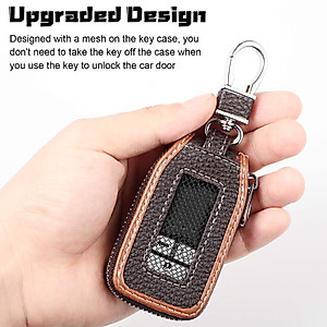 2 Pieces Leather Car Key Chain Case Holder Auto Key Fob Holder Smart Protector Cover (Brown)