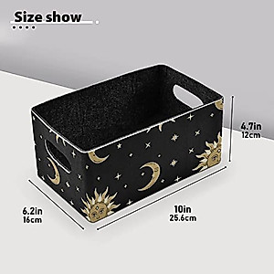 susiyo Golden Sun and Moon Storage Bins 2 Pcs Felt Storage Basket Foldable Organizer Bin for Office Closet