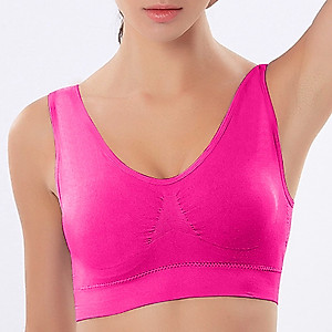 Prime Shopping Online Womens Comfort Wireless Bra Full-Coverage Wirefree T-Shirt Bra Full Coverage Pullover Bra High Support Workout Bras Camisole for Women with Built in Bra Hot Pink M