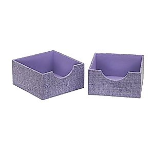 Household Essentials 2-Pack of Drawer Organizers, Sturdy Chipboard Wrapped In Soft Polyester Fabric, Stylish and Functional Storage Solution, 3” H x 6” W x 6” D, Iris