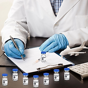 Threlaco 20 Sealed Sterile Empty Vials with Self Healing Injection Port Glass Penicillin Bottle with 20 Label Stickers (2ml)