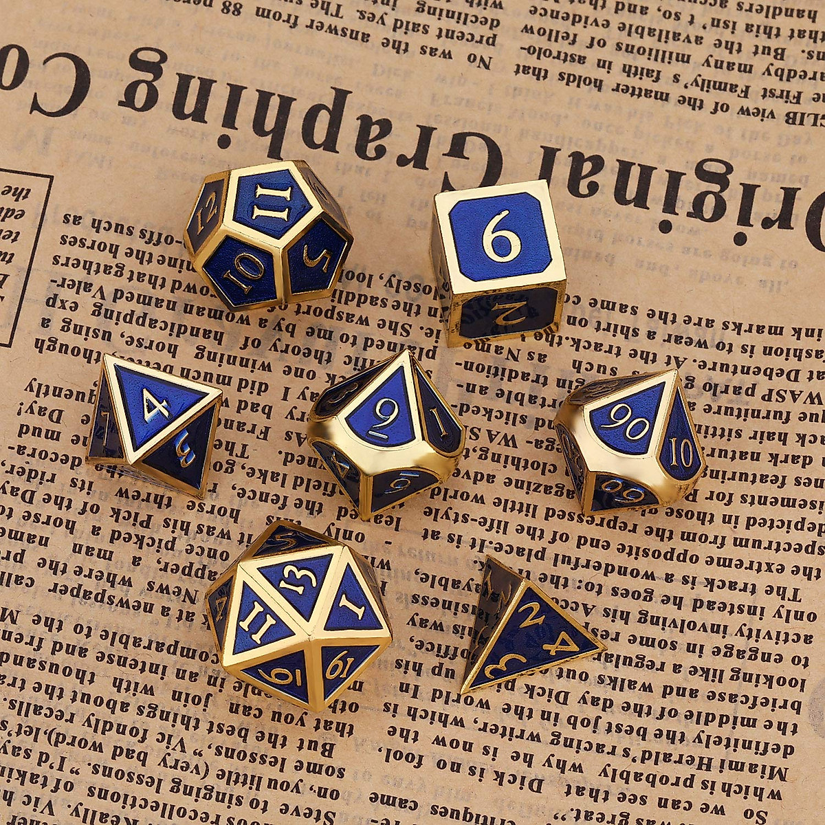 Hestya 7 Pieces Metal Dices Set Game Polyhedral Solid Metal Dice Set with Storage Bag for Role Playing Game Math Teaching