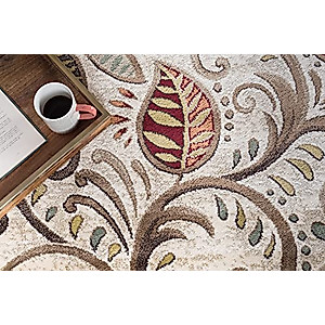 Giselle Transitional Floral Ivory Scatter Mat Rug, 2' x 3'