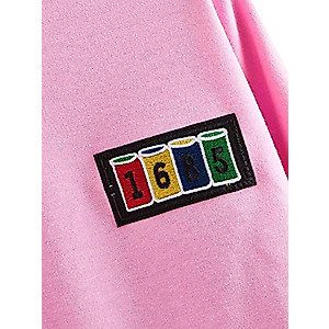 SweatyRocks Women's Pullover Letter Print Color Block Long Sleeve Crop Top Sweatshirt Multi-1 Small