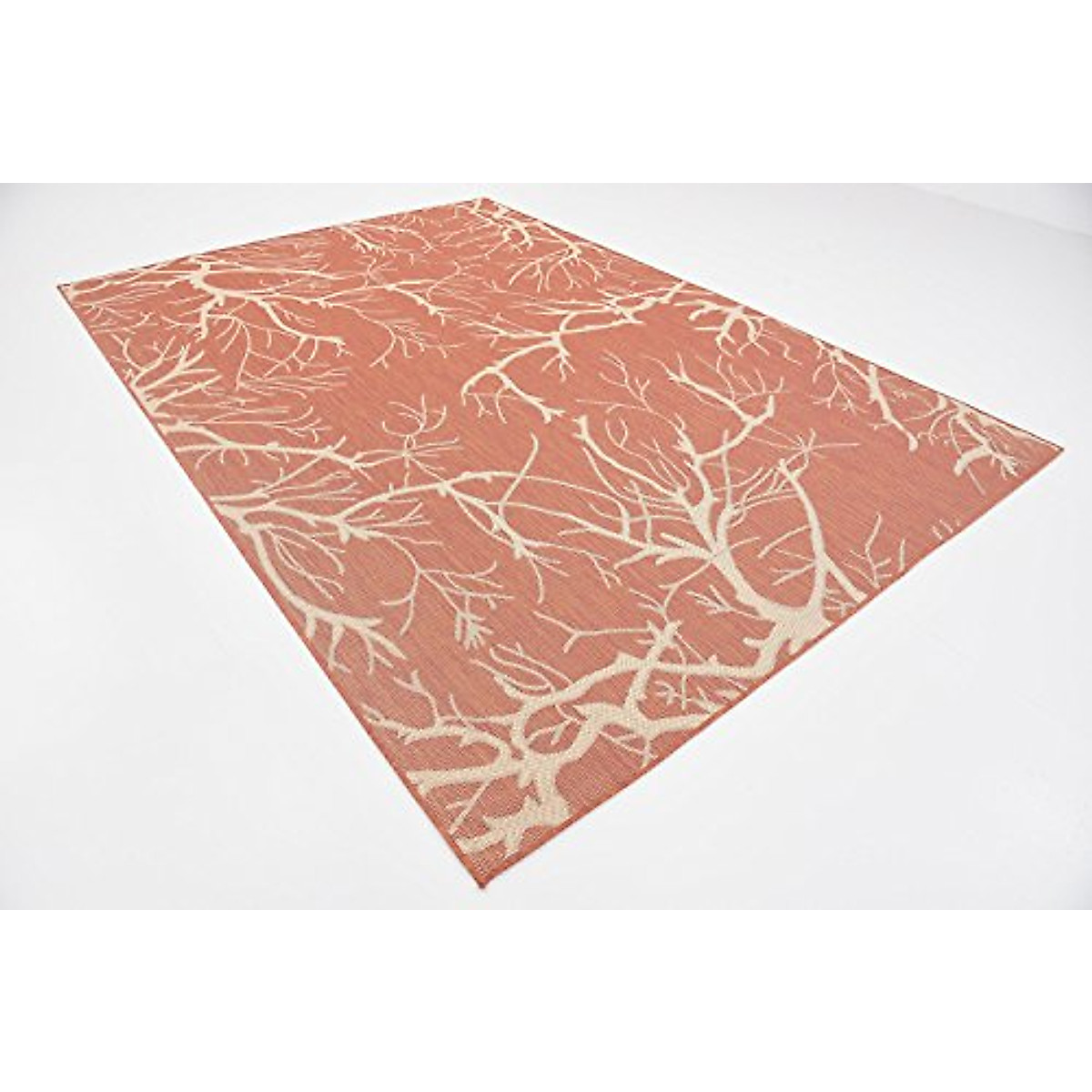 Unique Loom Outdoor Botanical Collection Area Rug - Branch (7' 1" x 10' Rectangle, Terracotta/ Beige)