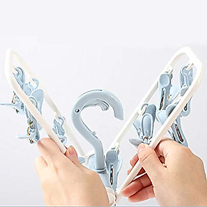 Clothes Drying Racks 2 Pack Small Folding Portable Underwear Hangers with Clips Socks 12 Clips 360° Rotatable Hook for Drying Towels Bras Baby Clothes Gloves Plast