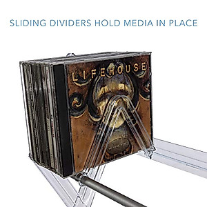 Atlantic Mitsu 5-Tier Portable Media Storage Rack – Holds 130 CD; or 90 DVD; or 105 Blu-ray/Console Game Discs – PN 64836265 in Clear