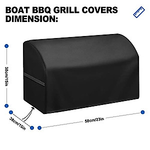 Boat BBQ Grill Cover Waterproof 23x15x15in, for Magma ChefsMate Gas Grill, Magma Cabo Grill, Magma Newport 2 Infra Red Grill, Magma Catalina 2 Infra Red Grill, Heavy Duty Windproof Anti-UV