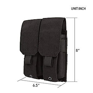 EXCELLENT ELITE SPANKER Tactical Molle Single/Double/Triple Mag Pouch for M4 M14 M16 AR15 AR10 G36 Magazine Holds 2 Mags (B Double-Black)