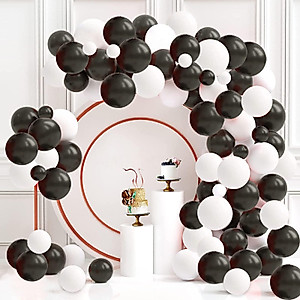 White Black Balloon Garland Arch Kit,120 Pack Matte Latex Black White Balloons for Baby Shower Birthday Wedding Graduation Party Decorations Supplies