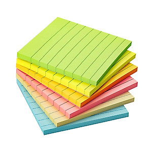 Mr. Pen- Lined Sticky Notes 3x3, 6 Pads, 45 Sheet/Pads, Pastel Colors, Sticky Notes with Lines, Sticky Note Pads, Sticky Pads, Sticky Notes Lined, Colorful Sticky Notes, Mr Pen Sticky Notes
