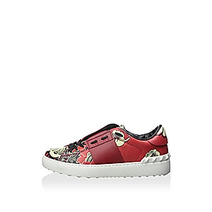 Valentino Women's Printed Low Cut Sneaker, Red/Ivory/Black, 38 M EU/8 M US