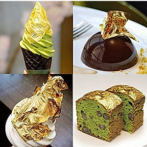 Sgls Gold Leaf 24k Gold Leaves (4 cm. X 4 cm.) 05 Sheets 100% for Cakes Decoration, Sweets, Ayurvedic Medicine, Puja, Spa, Food, Art, Framing, Gilding, Facial