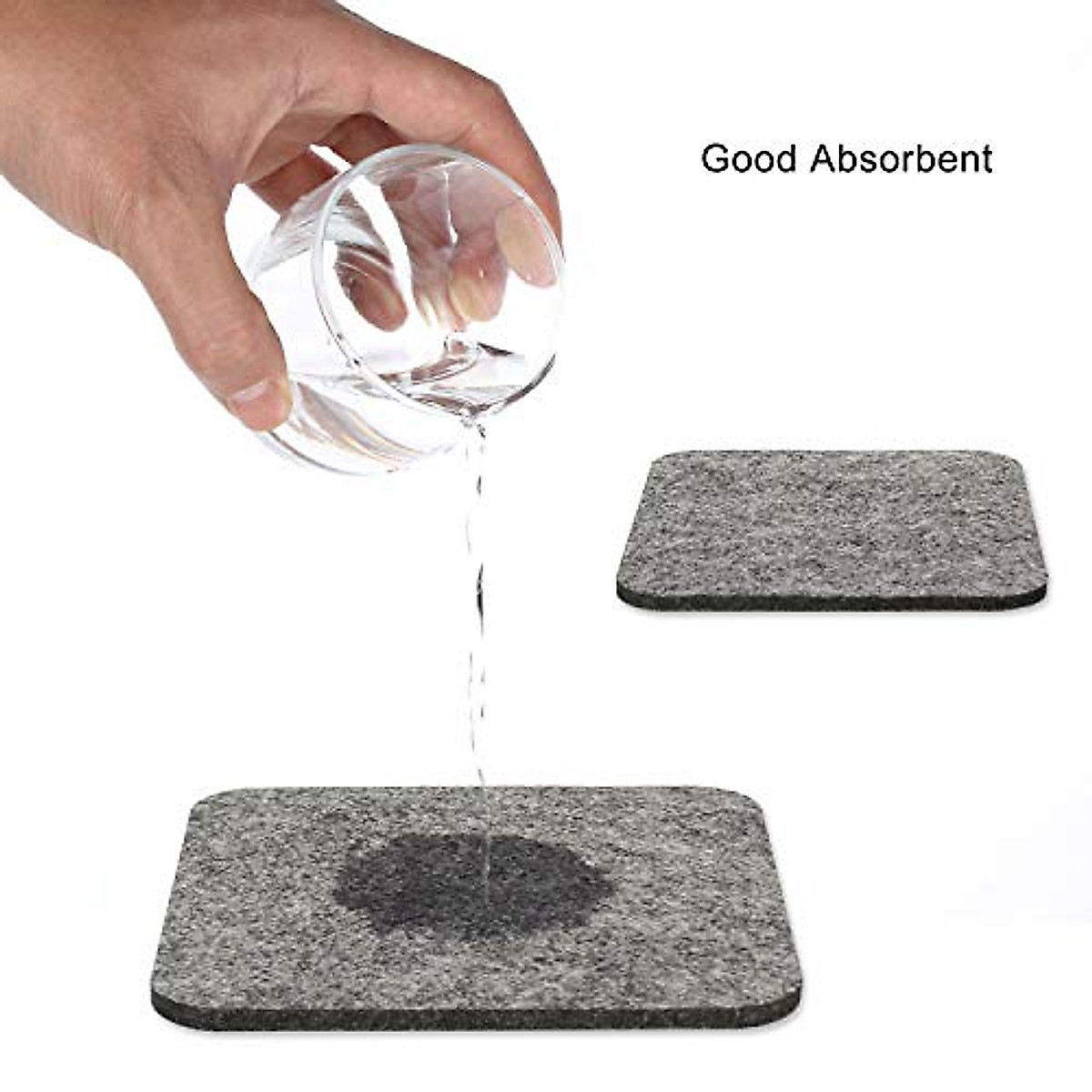 KADI Felt Absorbent Coasters for Drinks Suit any Table Type, Wood, Granite, Glass, Marble, Stone Table Top, Apartment Office Kitchen Living Room Coffee Bar Housewarming Decor(set of 8,Grey)