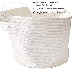 Cotton Rope Storage Baskets 23.6"x17.7"x13.8'' Extra Large Boho Blanket Basket Living Room Woven Toy Storage Bin for Blankets Tall Laundry Hamper Baby Nursery Hampers
