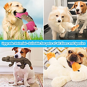 SUNKY Dog Squeaky Toys,Stuffed Plush Dog Chew Toys 3 Pack Durable Cute Dog Toys Set for Small, Medium, Large Dogs Puppy Pet Toys for Teething (Duck, Horse and Crocodile)