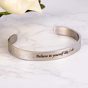 Enni of York Personalized Custom Cuff Bracelets Custom Bracelet for Women Funny Inspirational Gifts for Her Sister to Sister Jewelry Mantra Cuff Bangle