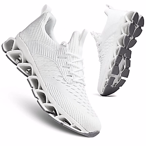 Men's Slip on Walking Running Shoes Blade Tennis Casual Fashion Sneakers Comfort Non Slip Work Sport Athletic Trainer White