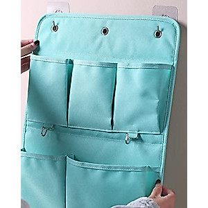 Lerkumey Over Door Hanging Organizer Hanging Storage Bags with 10 Pockets | Multifunctional Storage Bags Organizer with 3Pcs Adhesive Wall Hooks for Wall /Bedroom /Bathroom /Door /Closet (Blue)