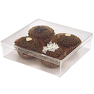 Pioneer Plastics 062C Clear Square Plastic Container, 5.25" W x 5" D x 1.375" H, Pack of 12