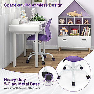 Giantex Kids Desk Chair, Adjustable Children Study Chair, Swivel Chair Armless Mesh Task Student Chair, Child Desk Chair with Adjustable Height & Lumbar Support Computer Chair (Purple)