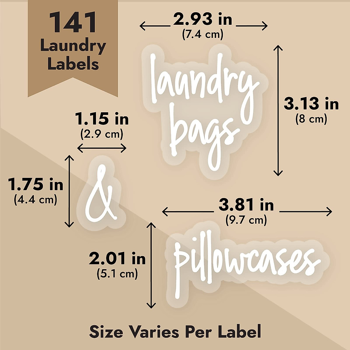 Talented Kitchen 141 Laundry Room Labels for Jars and Containers, Preprinted White Script Stickers for Linen Closet, Bathroom Organization, Cleaning Supplies (Water Resistant)
