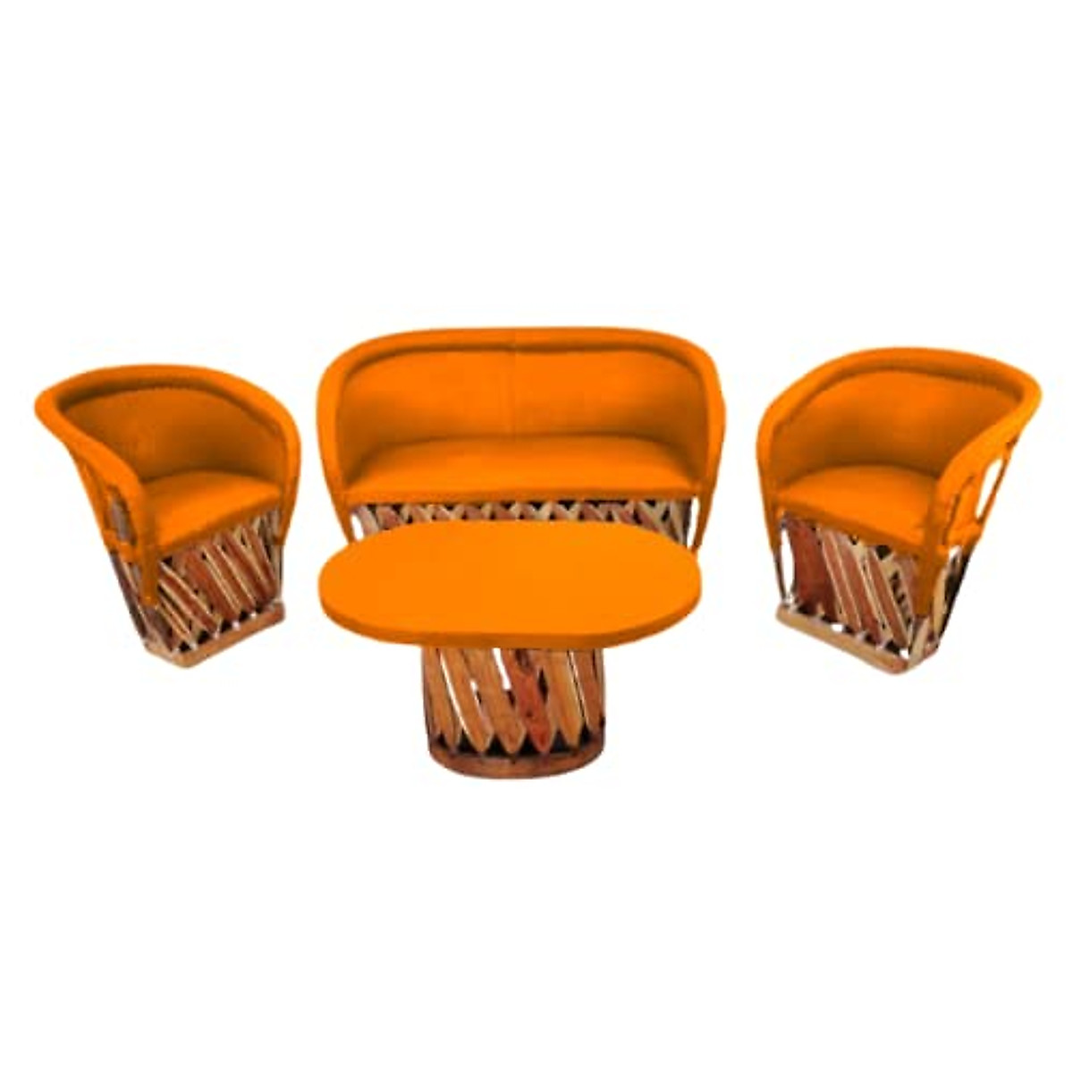 Living Room Furniture Equipal Handmade By Equipales San Jose Orange Color Mexican Traditional Style Ideal for your home, house, garden, office, restaurant, hotel, bar, beach, living room, bedroom
