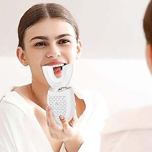 Ultrasonic Electric Toothbrush Adults, Automatic Toothbrush U Shaped Whole Mouth 360° Cleaning Teeth Whitening Hands Free Rechargeable IPX7 Waterproof