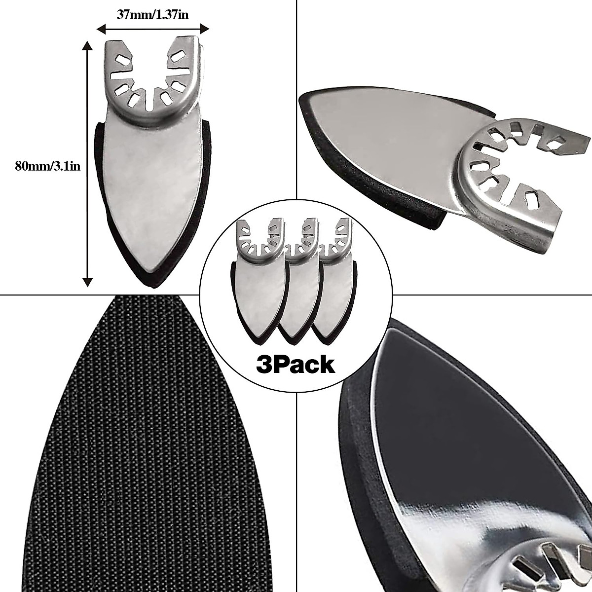 246Pcs Oscillating Tool Sanding Pad Kit, 3Pcs Triangle Sanding Pads and 3Pcs Finger Sanding Pad, 240Pcs Sandpaper, for Wood/Plaster Polish Sanding, & Other Surfaces, Compatible with Multiple Tools